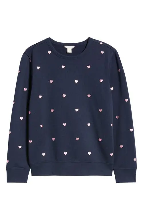 Caslon Foil Heart Print Crewneck Sweatshirt