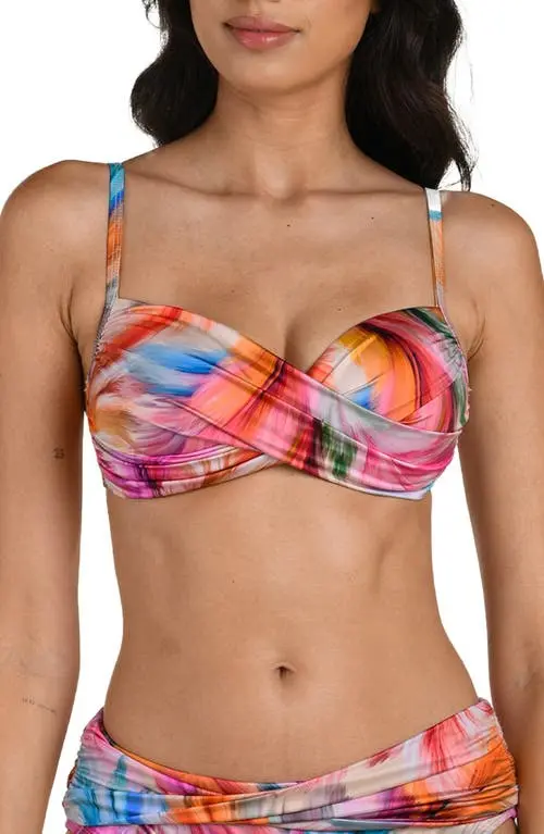La Blanca Feathered Impression Bikini Top - Pink Multi