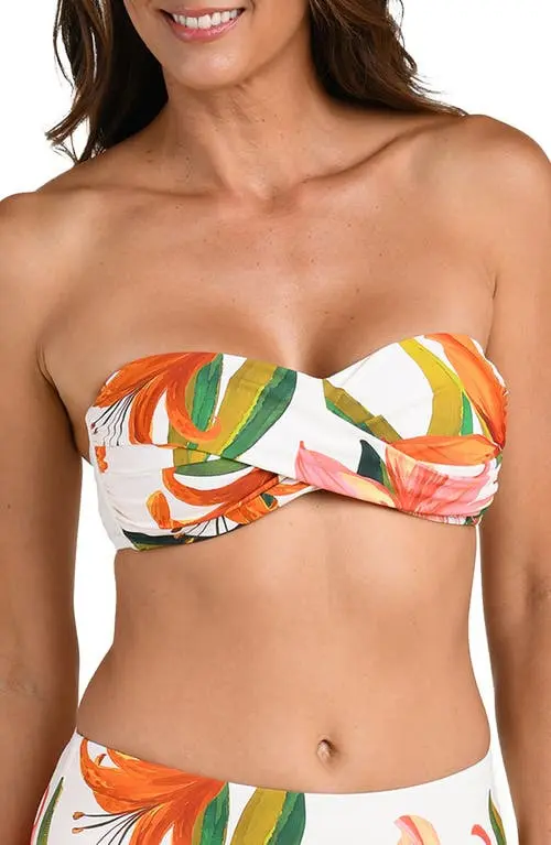 La Blanca Jungle Blossoms Bandeau Bikini Top - Orange Multi