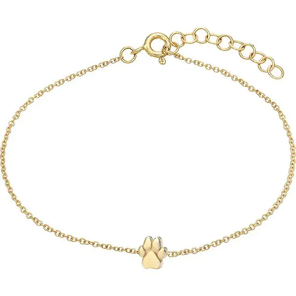 ZOE LEV Tiny Paw Chain Bracelet - Yellow Gold