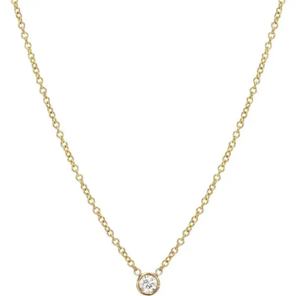 ZOE LEV Small Bezel Diamond Solitaire Necklace - Yellow Gold