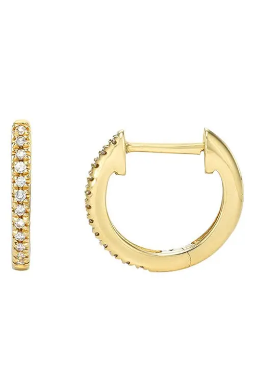 ZOE LEV Diamond Pavé Huggie Hoop Earrings - Yellow Gold