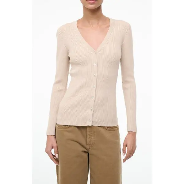 Staud Cargo Wool & Cotton Rib Cardigan
