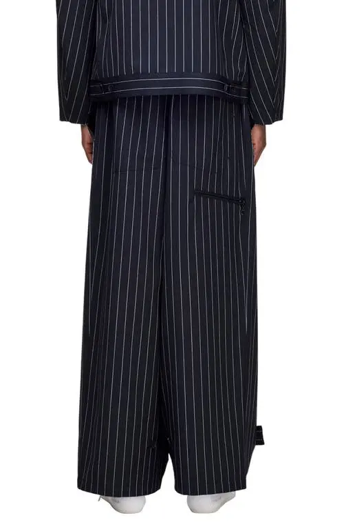 Y3 Pinstripe Oversized Wide Leg Drawstring Pants