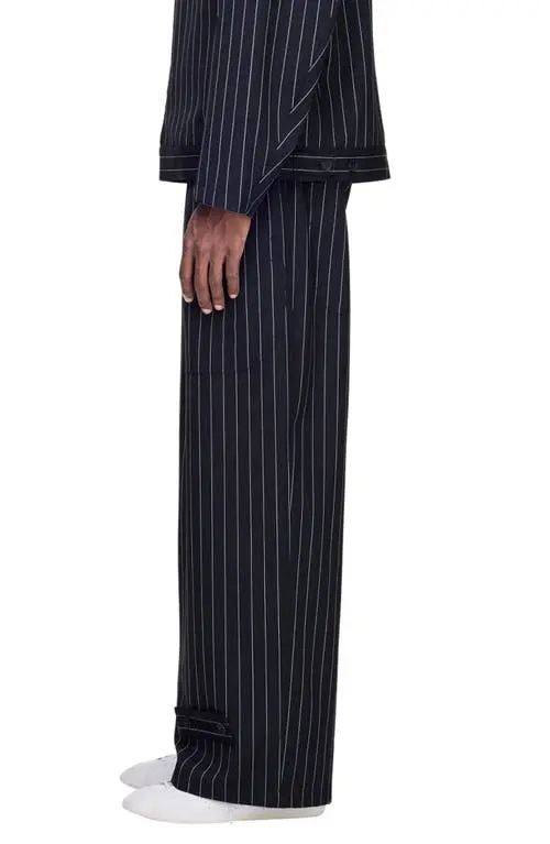 Y3 Pinstripe Oversized Wide Leg Drawstring Pants