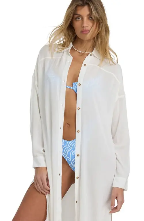 BILLABONG Throw & Go Long Sleeve Midi Cover-up Shirtdress