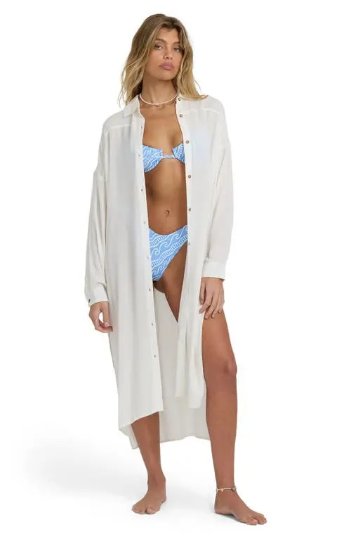 BILLABONG Throw & Go Long Sleeve Midi Cover-up Shirtdress