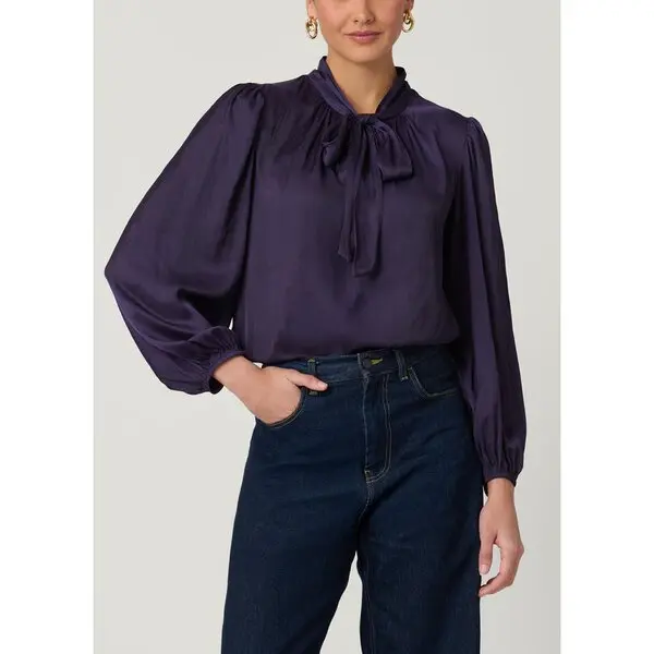 Shoshanna Rye Vintage Satin Top - Iris