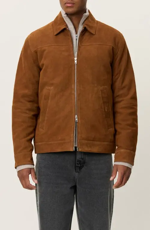 LES DEUX Nyle Goatskin Suede Coach's Jacket - Brown