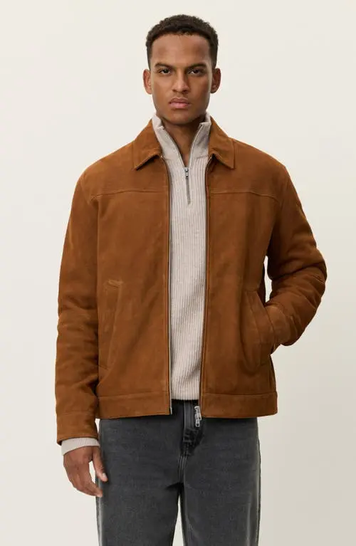 LES DEUX Nyle Goatskin Suede Coach's Jacket