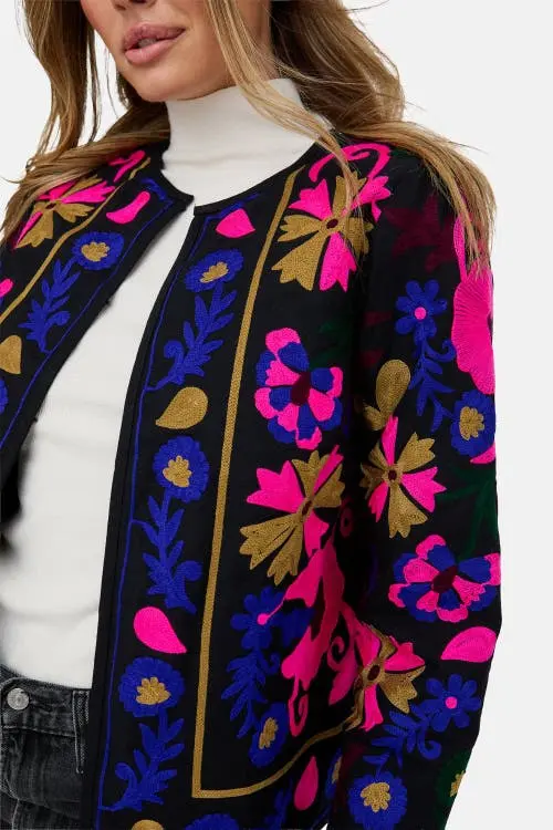 RAFFYA Halen Quilted Embroidered Jacket