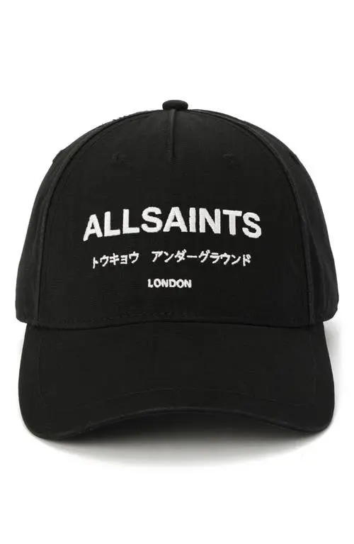 ALLSAINTS Adjustable Cotton Canvas Baseball Cap - Black