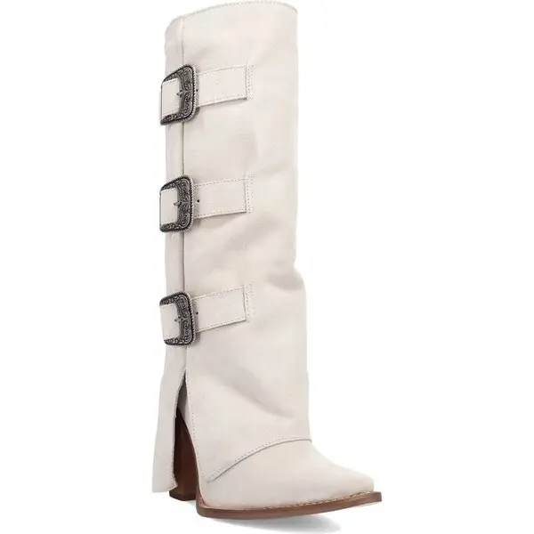 DINGO Buckle Bunny Knee High Western Boot - White
