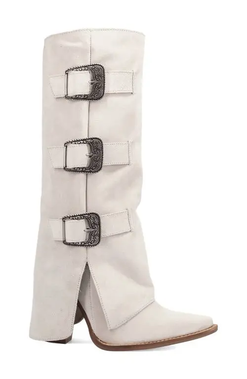DINGO Buckle Bunny Knee High Western Boot - White