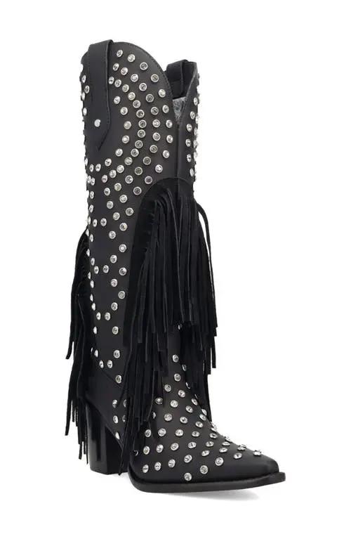 DINGO Fringe And Rhinestone Embellished Western Boots