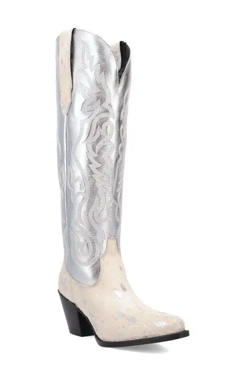 DINGO Take No Bull Knee High Western Boot - White