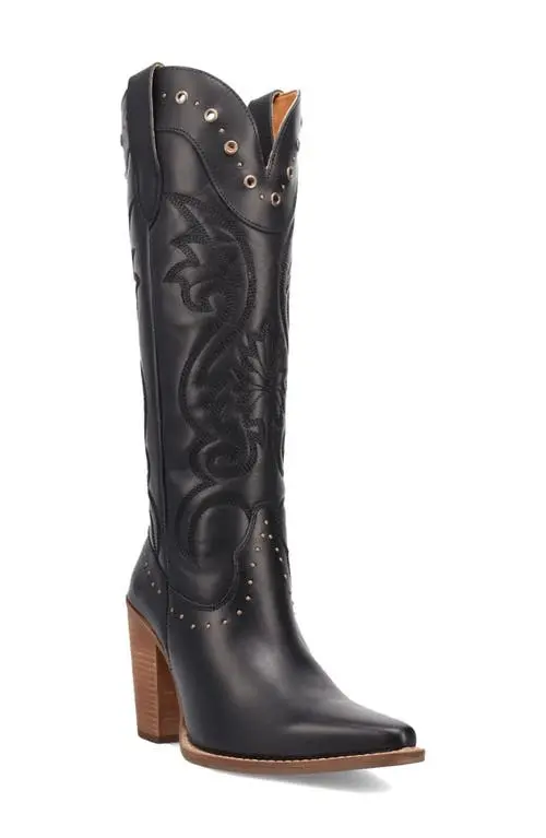 DINGO Rock N Rebel Knee High Western Boots - Black