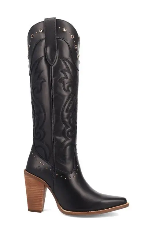 DINGO Rock N Rebel Knee High Western Boots - Black