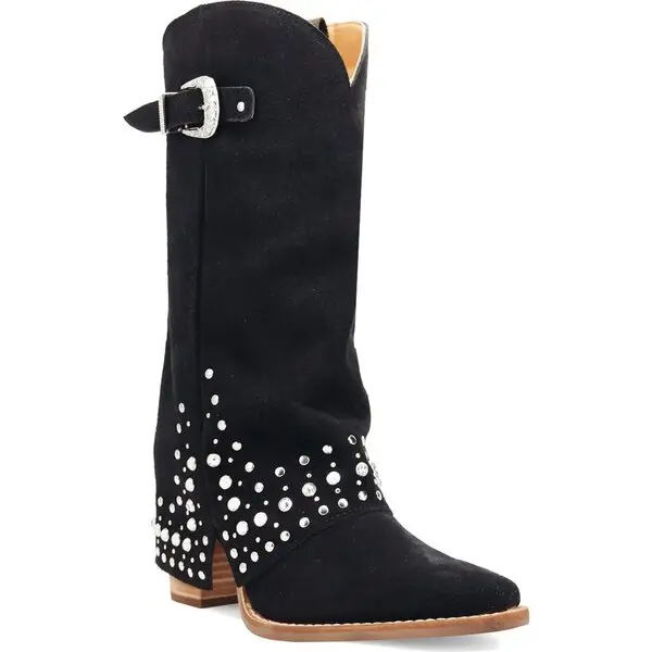 DINGO Rhinestone Western Boot - Black