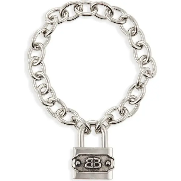Balenciaga Bb Padlock Bracelet - Silver/antique Silver