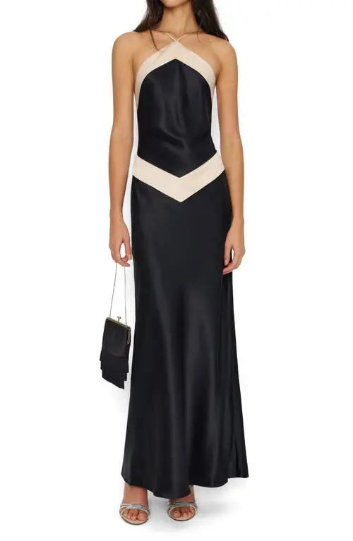 REFORMATION Jillian Halter Silk Dress - Black