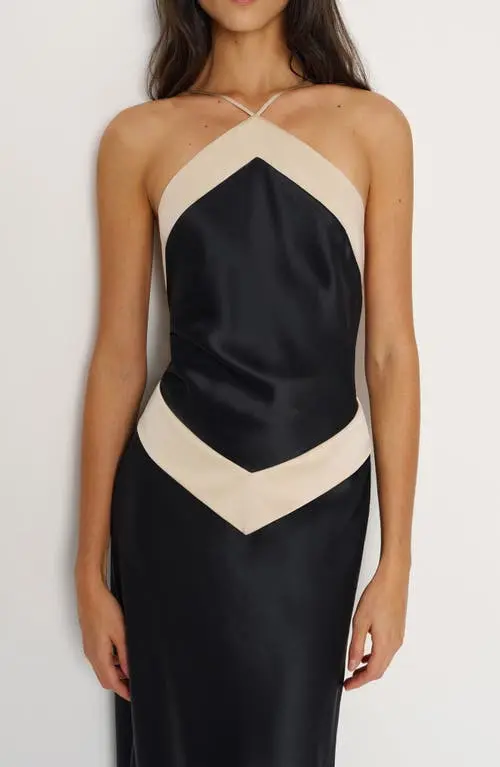 REFORMATION Jillian Halter Silk Dress - Black