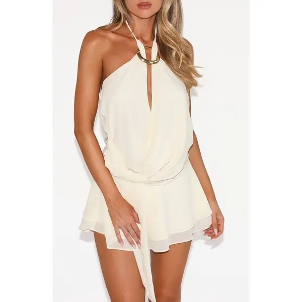 TIGER MIST Halter Neck Mini Dress With Bangle - White