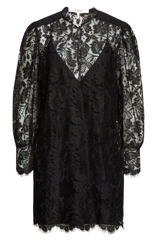 Chloé Long Sleeve Lace Minidress