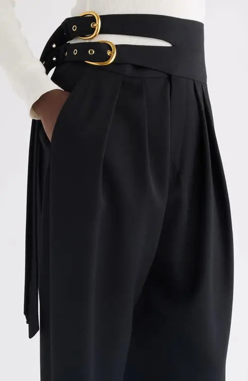 Chloé Buckle Keyhole High-waist Wool Pants