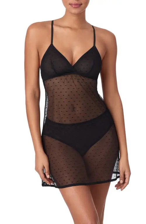 Dkny Heart Sheer Mesh Chemise - Black