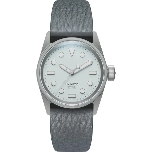 UNIMATIC Leather Strap Diver Watch - Glacier White
