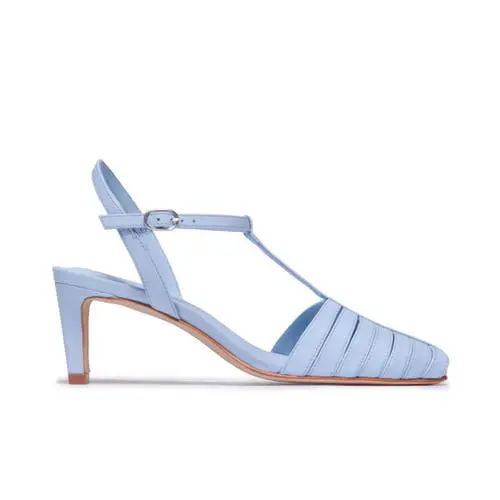 Bernardo Peoria Leather T-strap Pumps - Something Blue