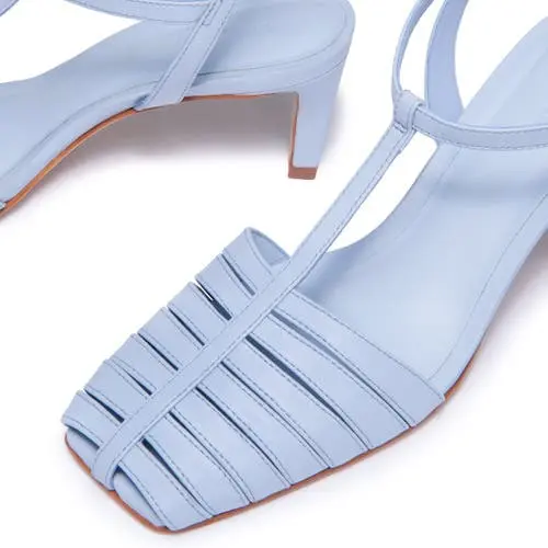 Bernardo Peoria Leather T-strap Pumps - Something Blue
