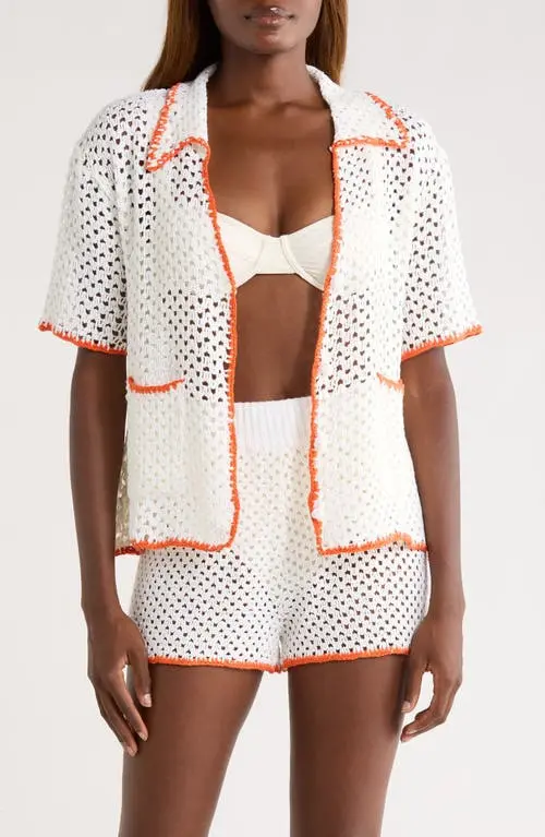 Elan Crochet Button-up Cover-up - White