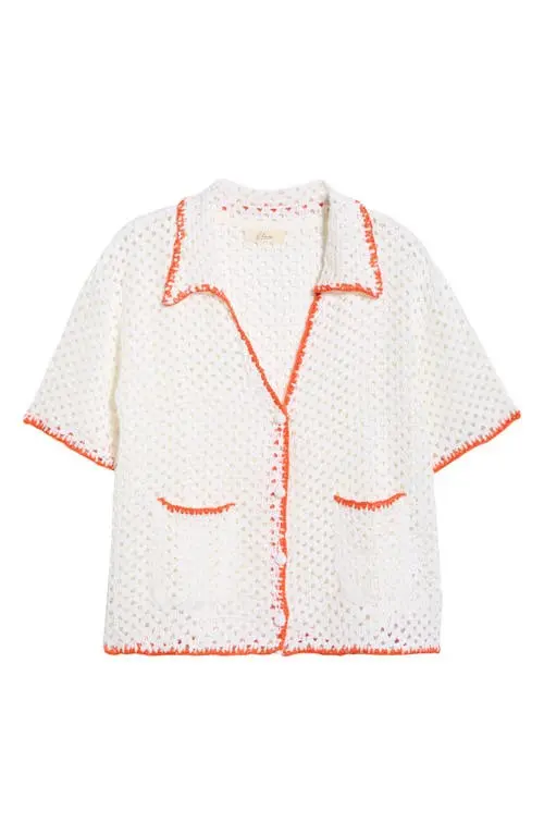 Elan Crochet Button-up Cover-up - White