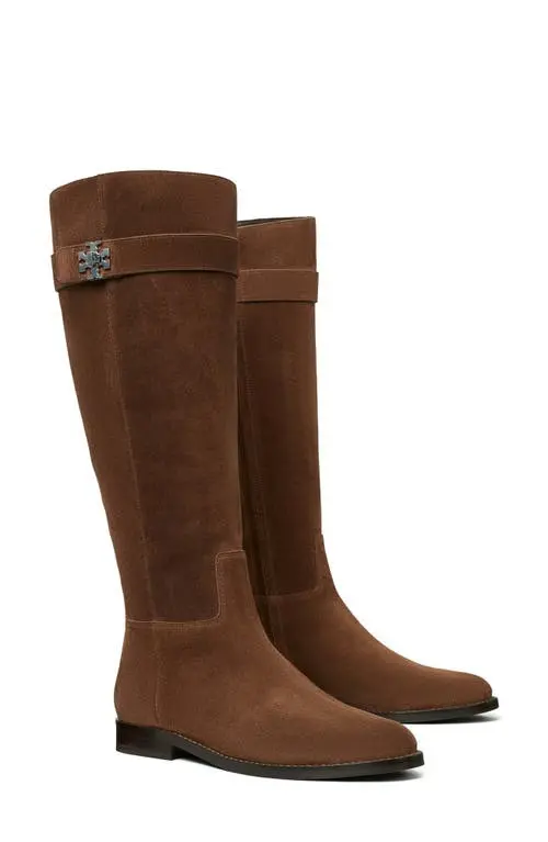 Tory Burch Turnlock Knee-high Suede Boots - Dark Cocoa
