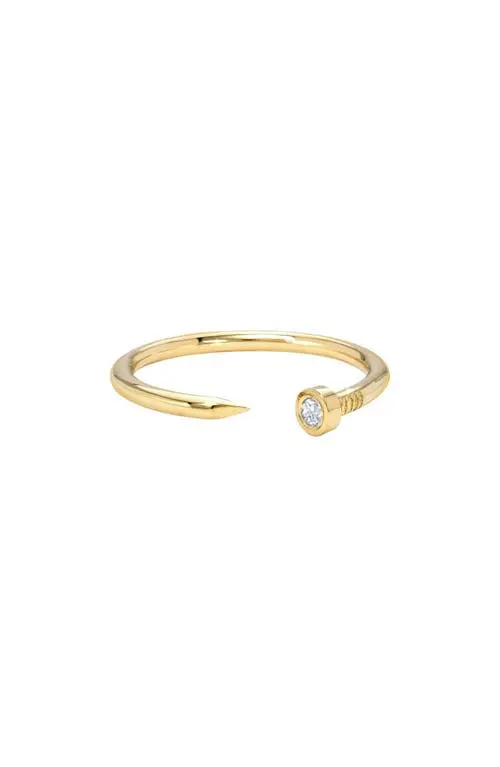 ZOE LEV Diamond Nail Ring - Yellow Gold