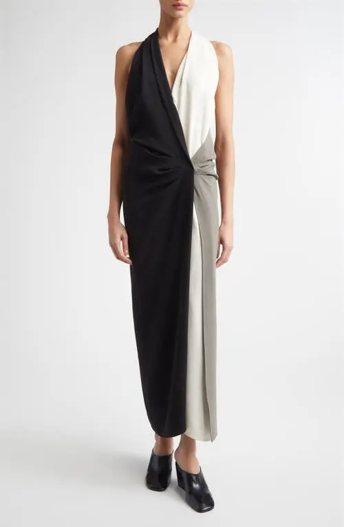 Proenza Schouler Elsa Colorblock Matte Double Crepe Dress - Black Multi