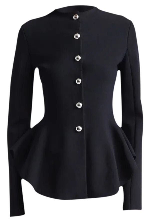 Proenza Schouler Dasha Compact Stitch Peplum Jacket - Black