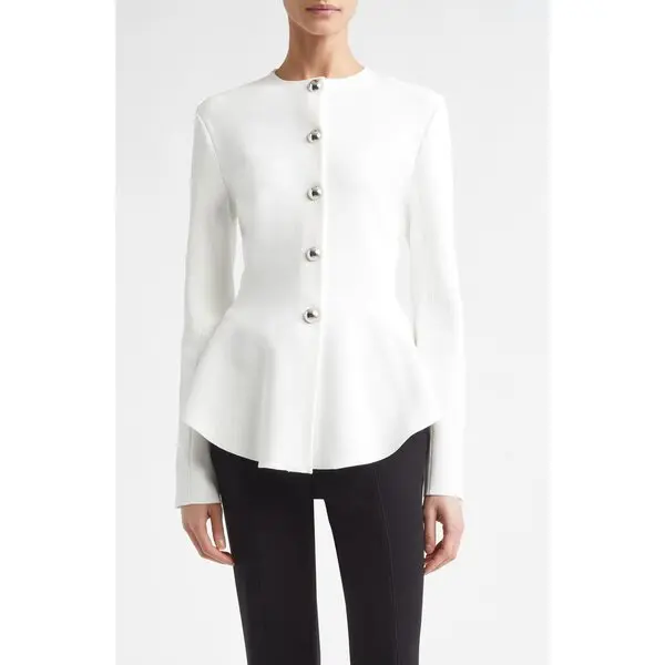 Proenza Schouler Dasha Compact Stitch Peplum Jacket - Off White