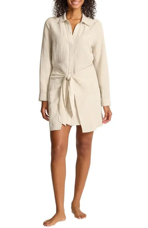 Tommy Bahama St. Lucia Long Sleeve Linen Blend Cover-up Shirtdress - Twill