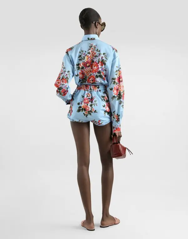 Dolce & Gabbana Flower Bouquet-print Cotton Poplin Culotte - Multicolor
