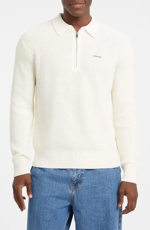 Guess Organic Cotton Half-zip Sweater - Warm White