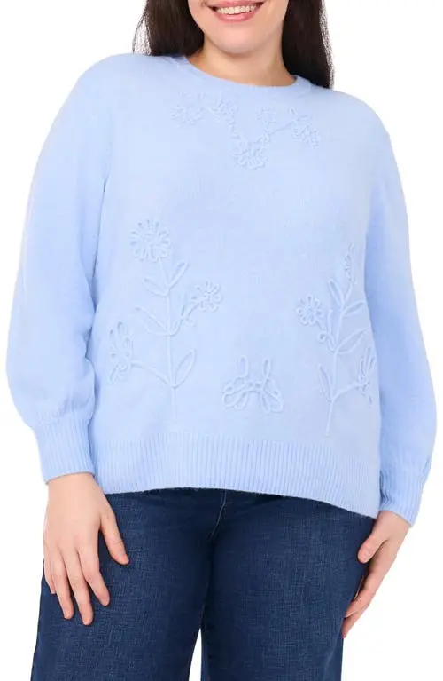 CECE DUPRAZ Embroidered Floral Crewneck Sweater