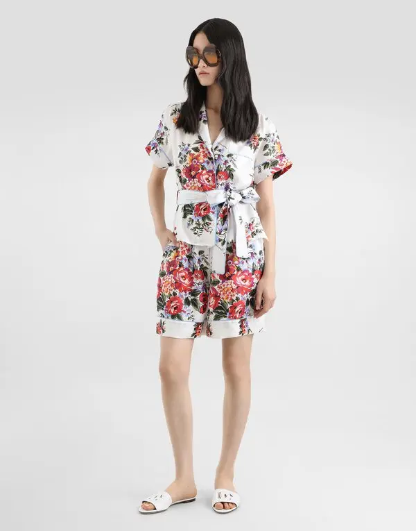 Dolce & Gabbana Flower Bouquet-print Twill Bermuda Shorts