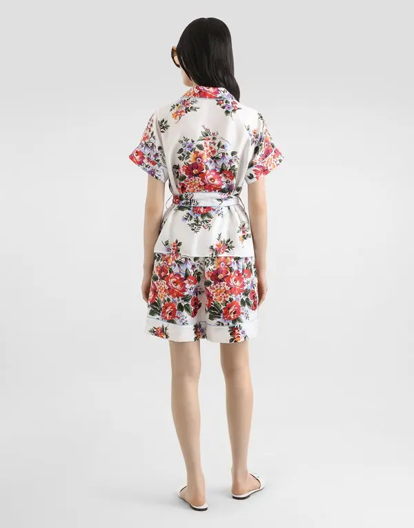 Dolce & Gabbana Flower Bouquet-print Twill Bermuda Shorts