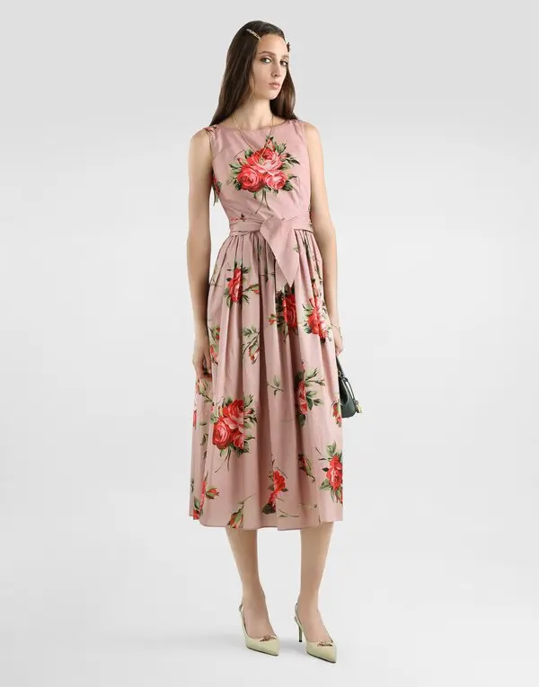 Dolce & Gabbana Rose Bouquet-print Cotton Dress - Multicolor