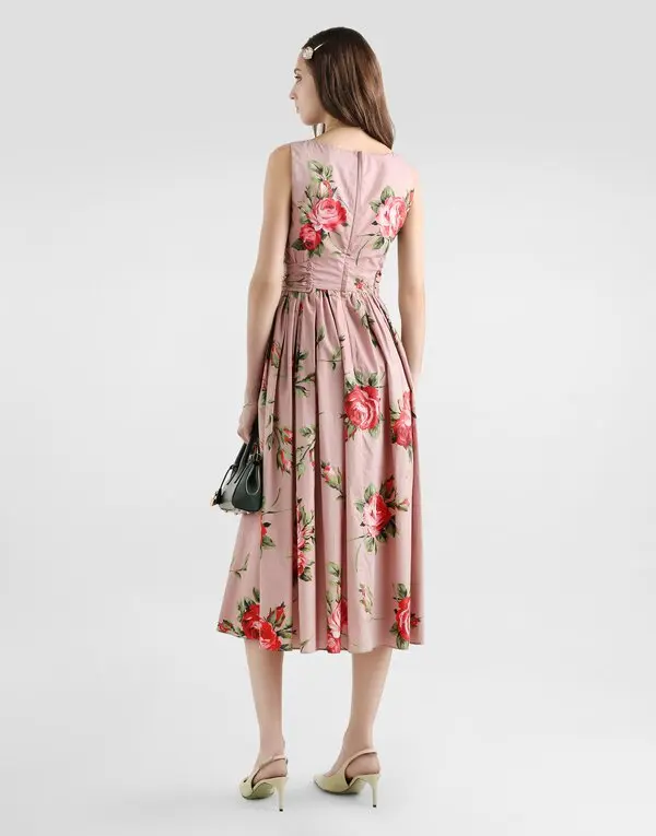 Dolce & Gabbana Rose Bouquet-print Cotton Dress - Multicolor