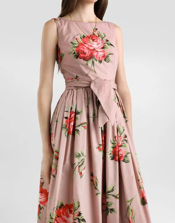 Dolce & Gabbana Rose Bouquet-print Cotton Dress - Multicolor