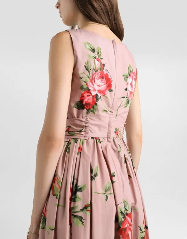 Dolce & Gabbana Rose Bouquet-print Cotton Dress - Multicolor